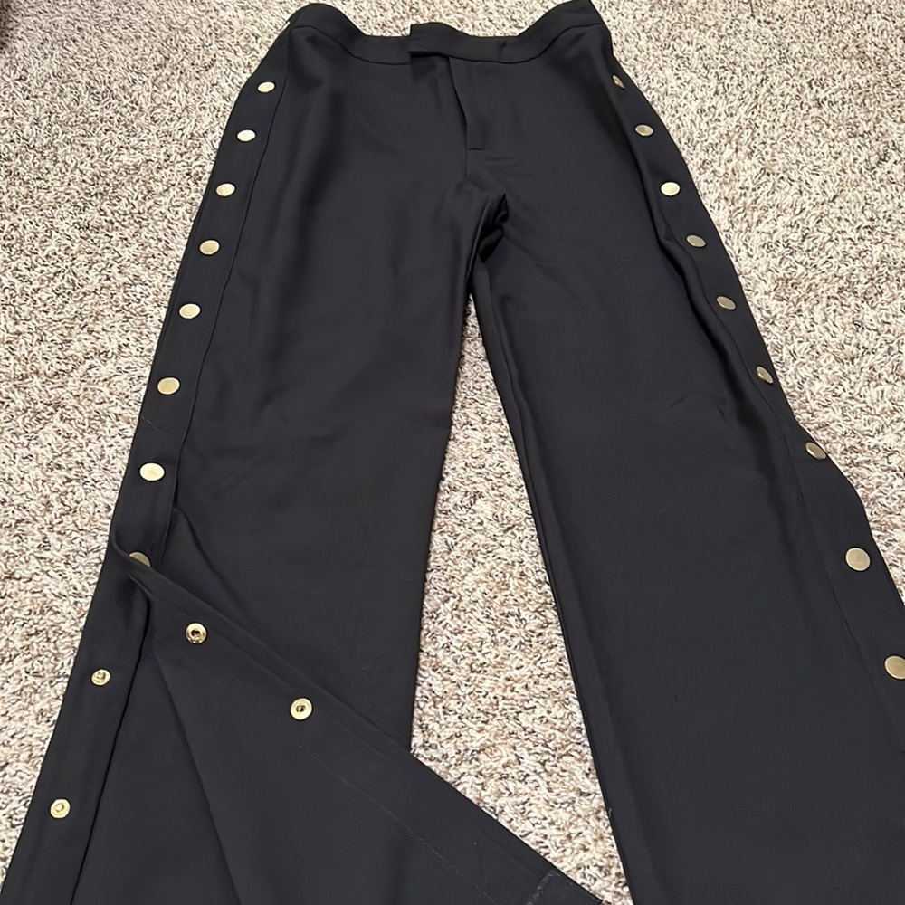 Black Pants Flare With Gold Buttons - Gem